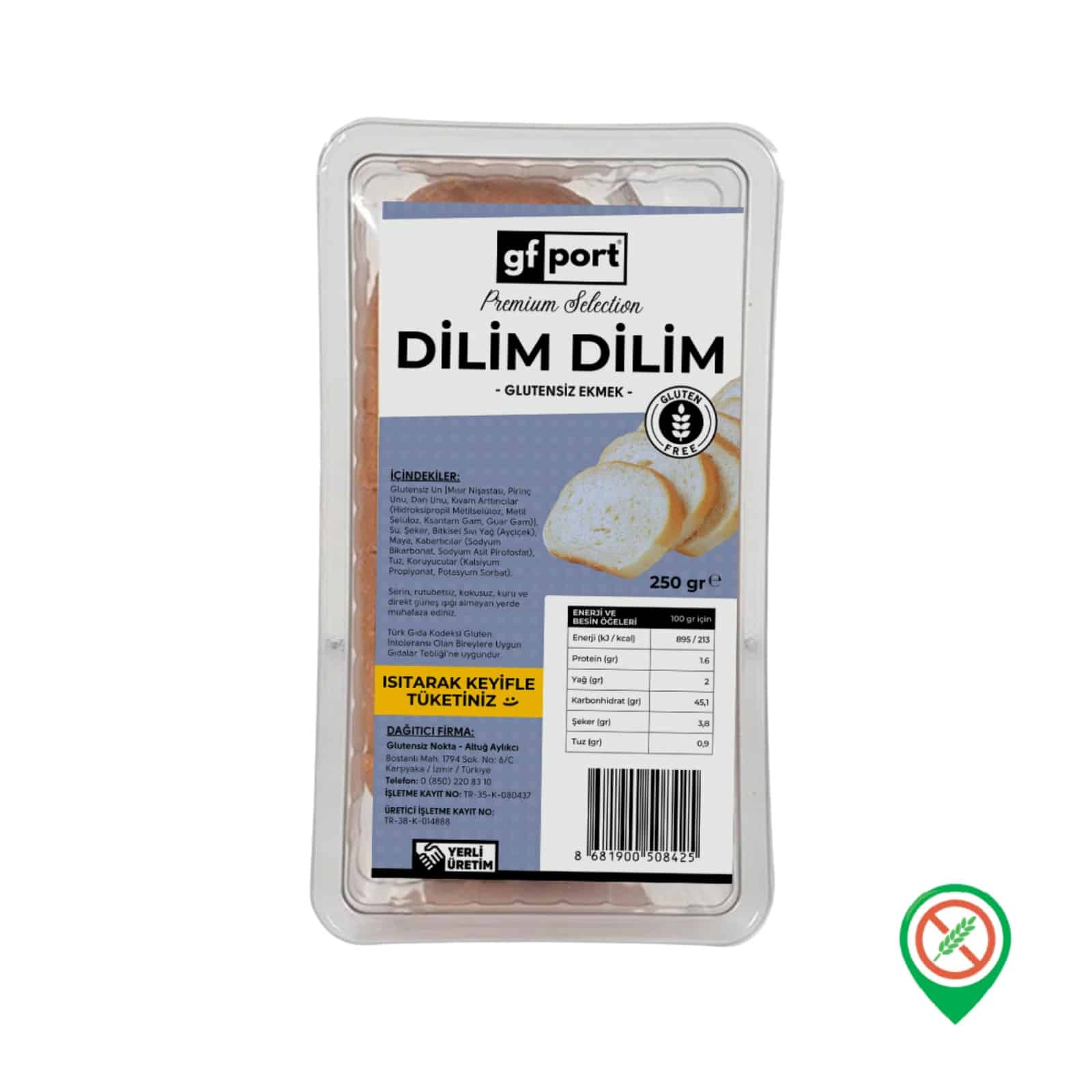Gfport Dilim Dilim Ekmek 250 gr - Glutensiz Nokta